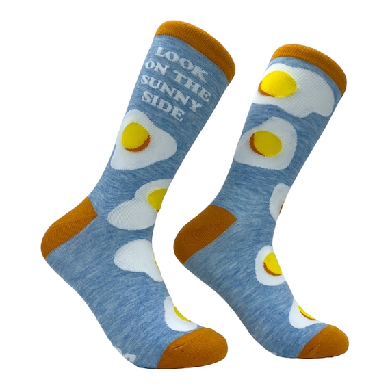 Womens Egg Socks Look on the Sunny Side Socks Optimism Socks Cute Womens Socks Funky Socks Cool Fantasy Socks Breakfast Socks Eggs Etsy