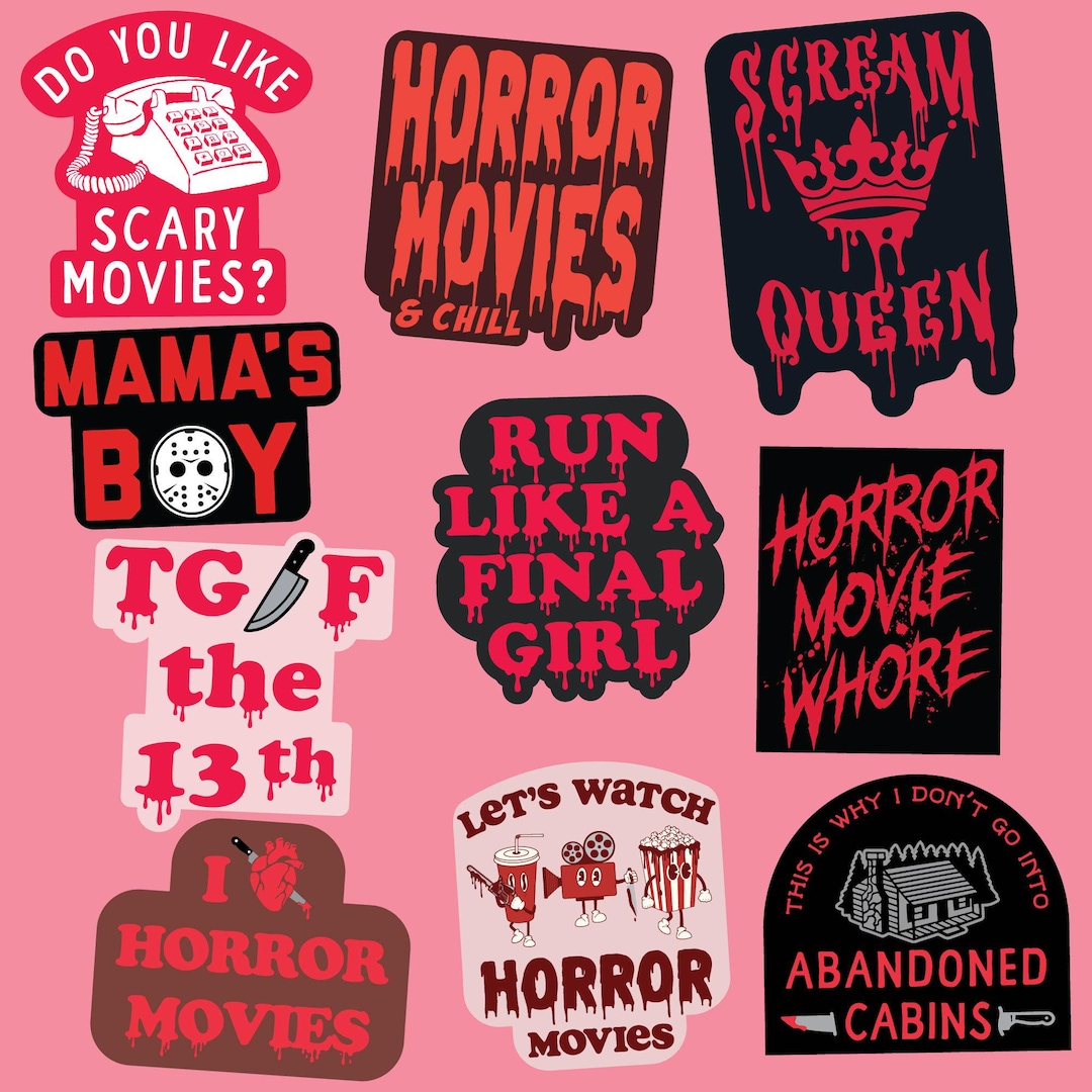 Set of 10 Horror Movie Lover Stickers - Run Like a Final Girl, Scream ...