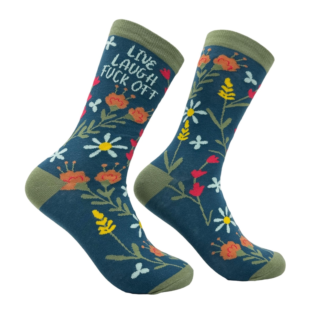 Floral Socks, Live Laugh Fuck off Socks, Bridesmaid Socks, Flower Lover ...