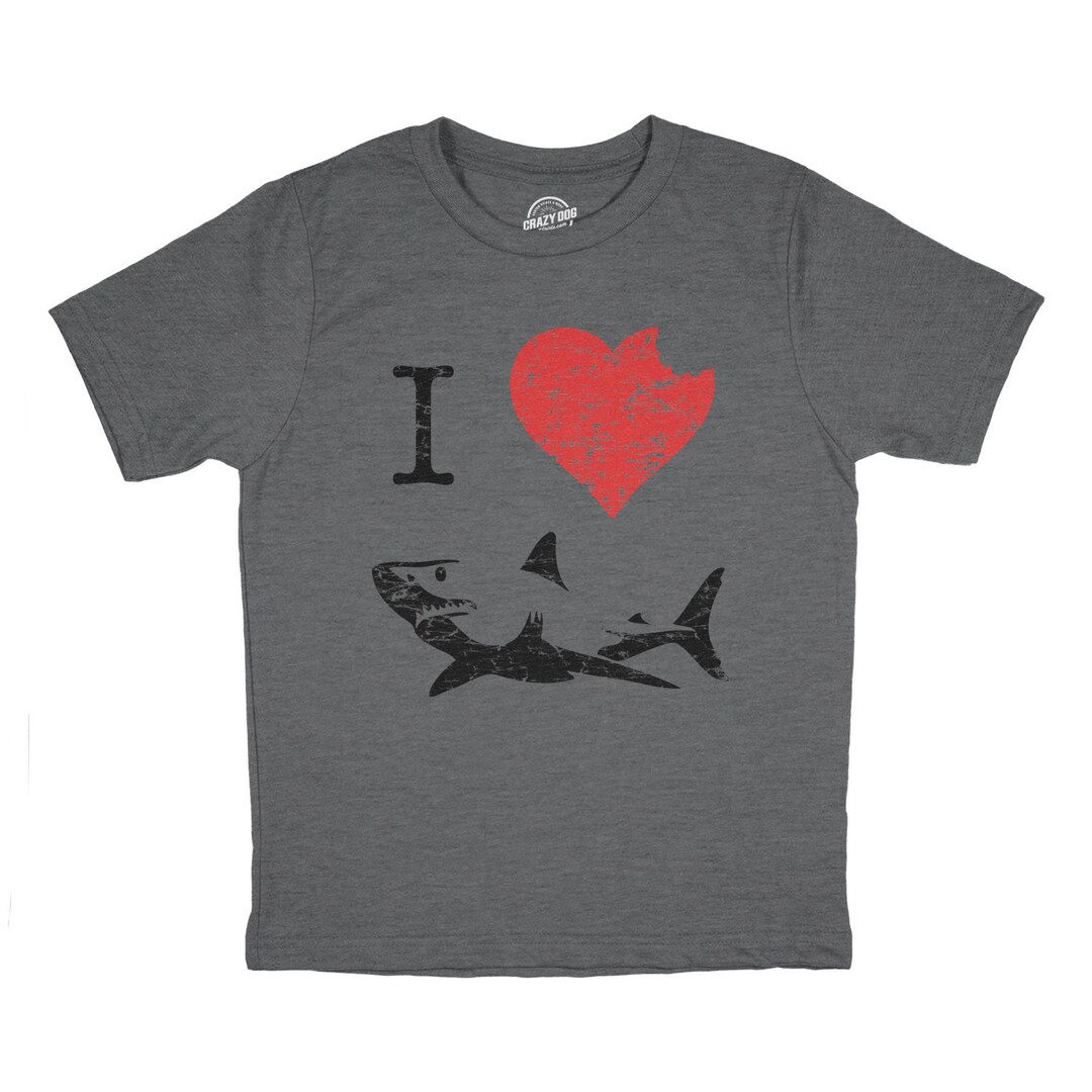 Youth I Love Sharks Shirt, Shark Bite Shirt, Shark Lover Gift, Shark ...