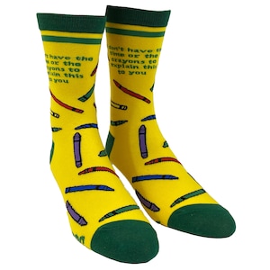 Time or Crayons to Explain This to You Socks, Womens Crayon Socks, Cute ...