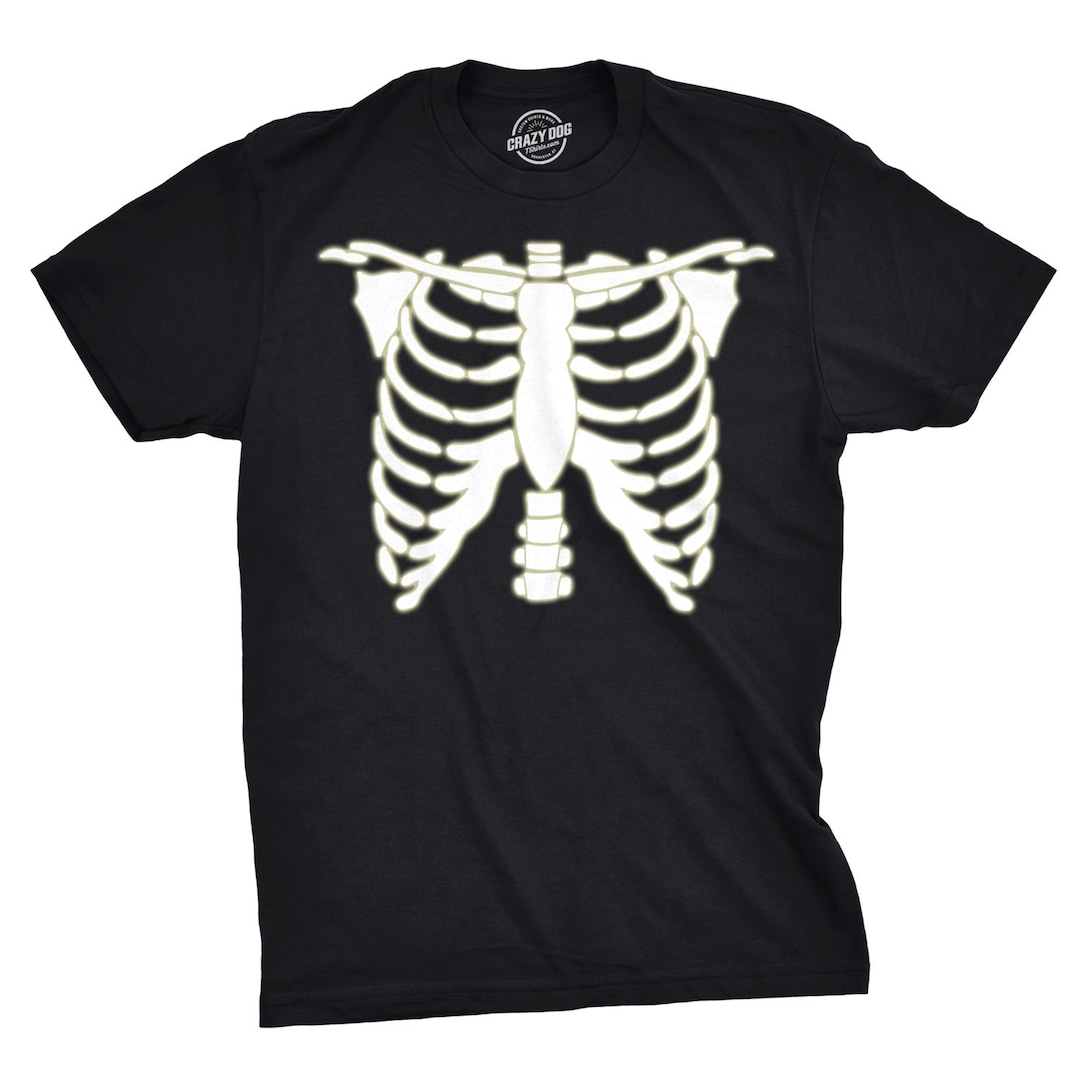 Mens Glowing SKELETON Rib Cage Tshirt, Glow in the Dark Shirt ...