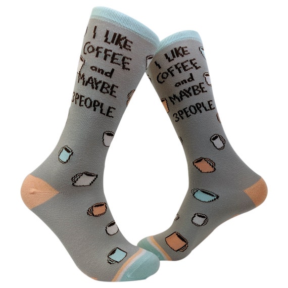 I like coffee and 3 people Socks, Womens Coffee Socks, Cute Womens ...