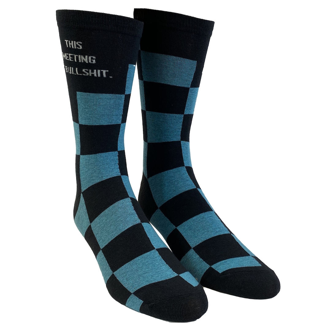 MENS This Meeting is Bullshit, Work Socks, Email Socks, Checker Print ...