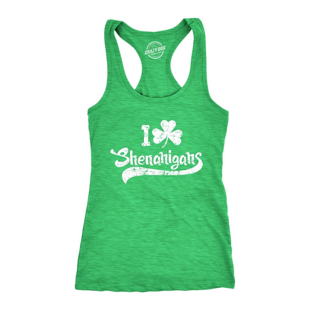 Shamrock Tank Top Women, Shenanigans Fitness Top, Luck of the Irish ...