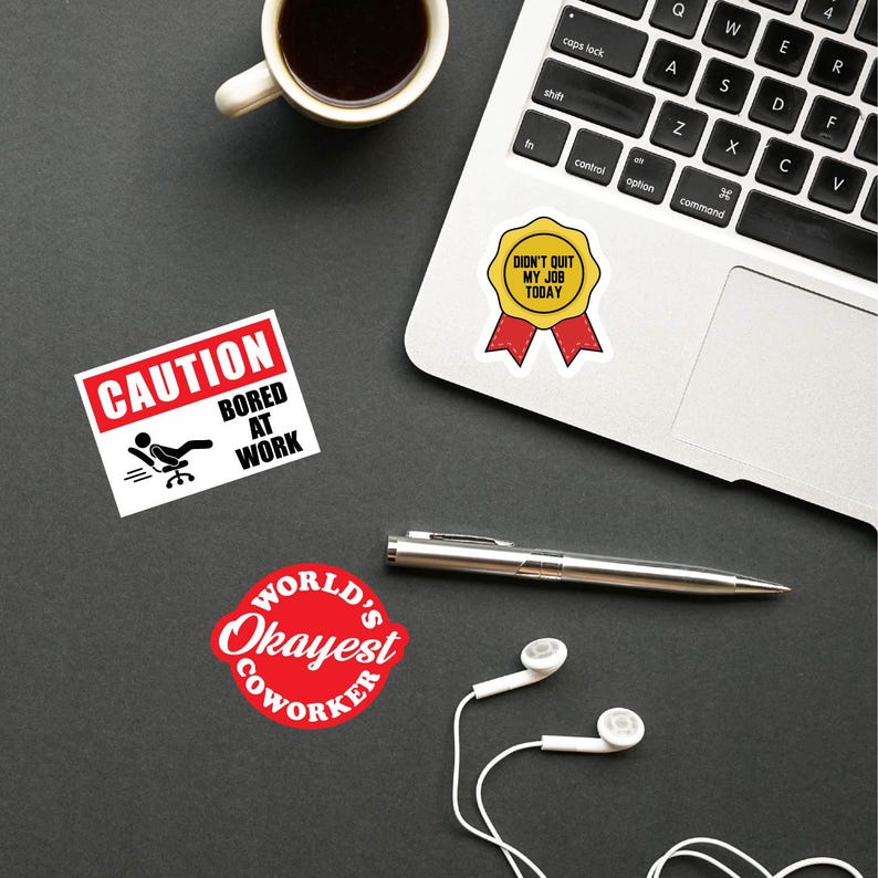 Funny Office Stickers: "just Work Here" Decals - Set of 10 - Etsy
