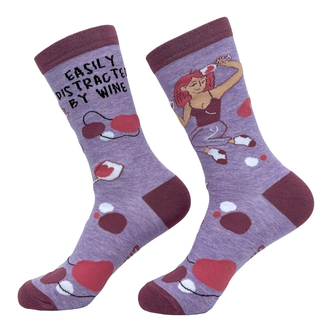 Easily Distracted by Wine, Wine Socks, Wine Drinking Socks, Wine Lover ...
