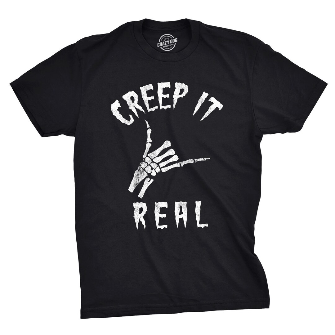 Creep It Real, Skeleton Fingers Shirt, Halloween Shirt Men, Black ...