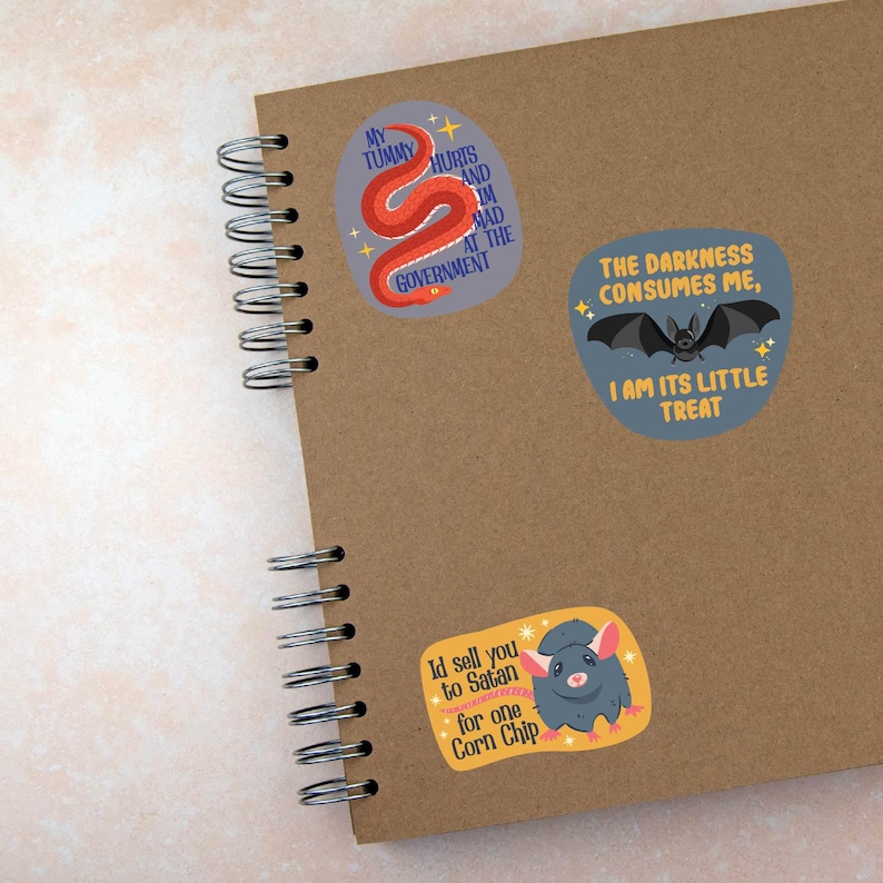 Whimsical Animal Sticker Pack: Funny Bats, Ravens, Parrots - Etsy