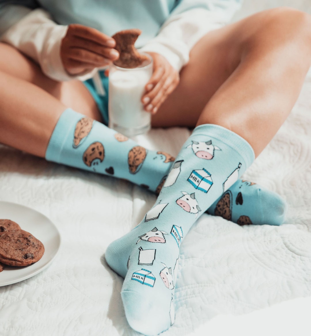 Milk and Cookies Socks, Cow Socks, Cookies Socks, Funny Cow Socks ...