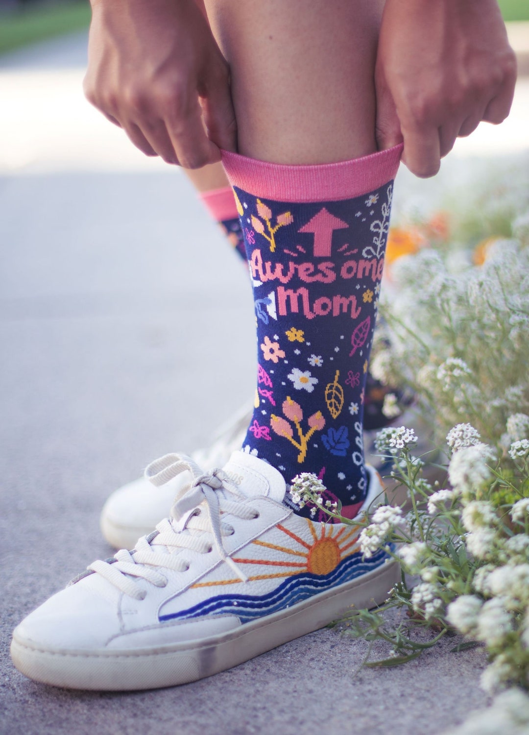 Awesome Mom Socks, Womens Socks, Funny Socks Women, Floral Socks, Gifts ...