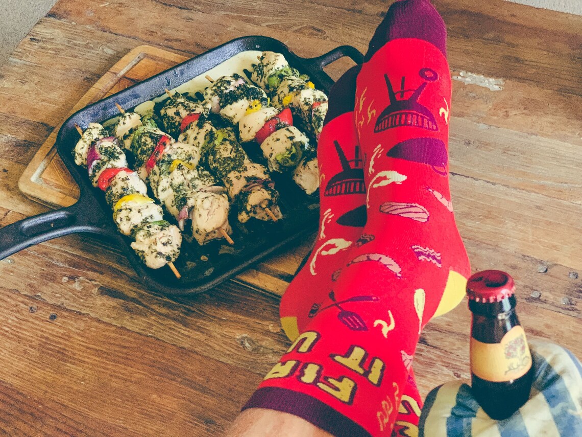 Fire It Up Socks Mens Grilling Socks Fun Foodie Socks Funky | Etsy