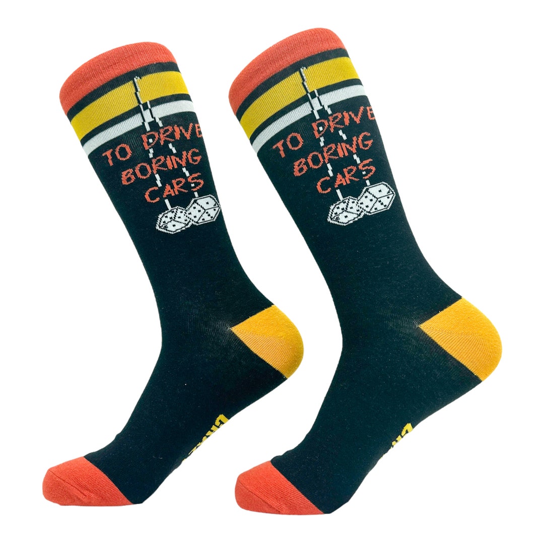 Life's Too Short to Drive Boring Cars, Car Guy Socks, Funny Dad Socks ...