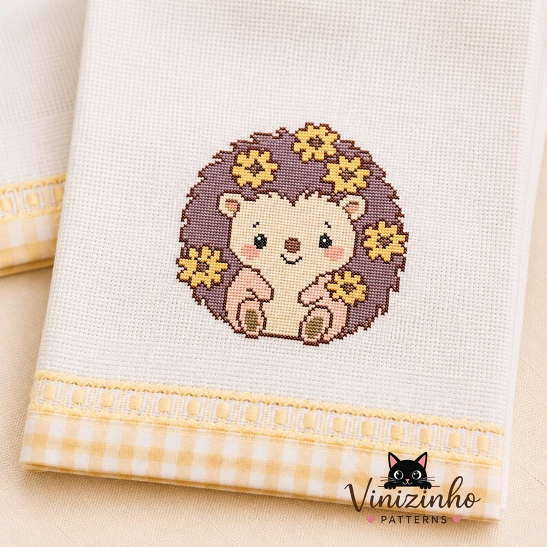 Hedgehog Cross Stitch Pattern with Flowers – Easy for Beginners ...