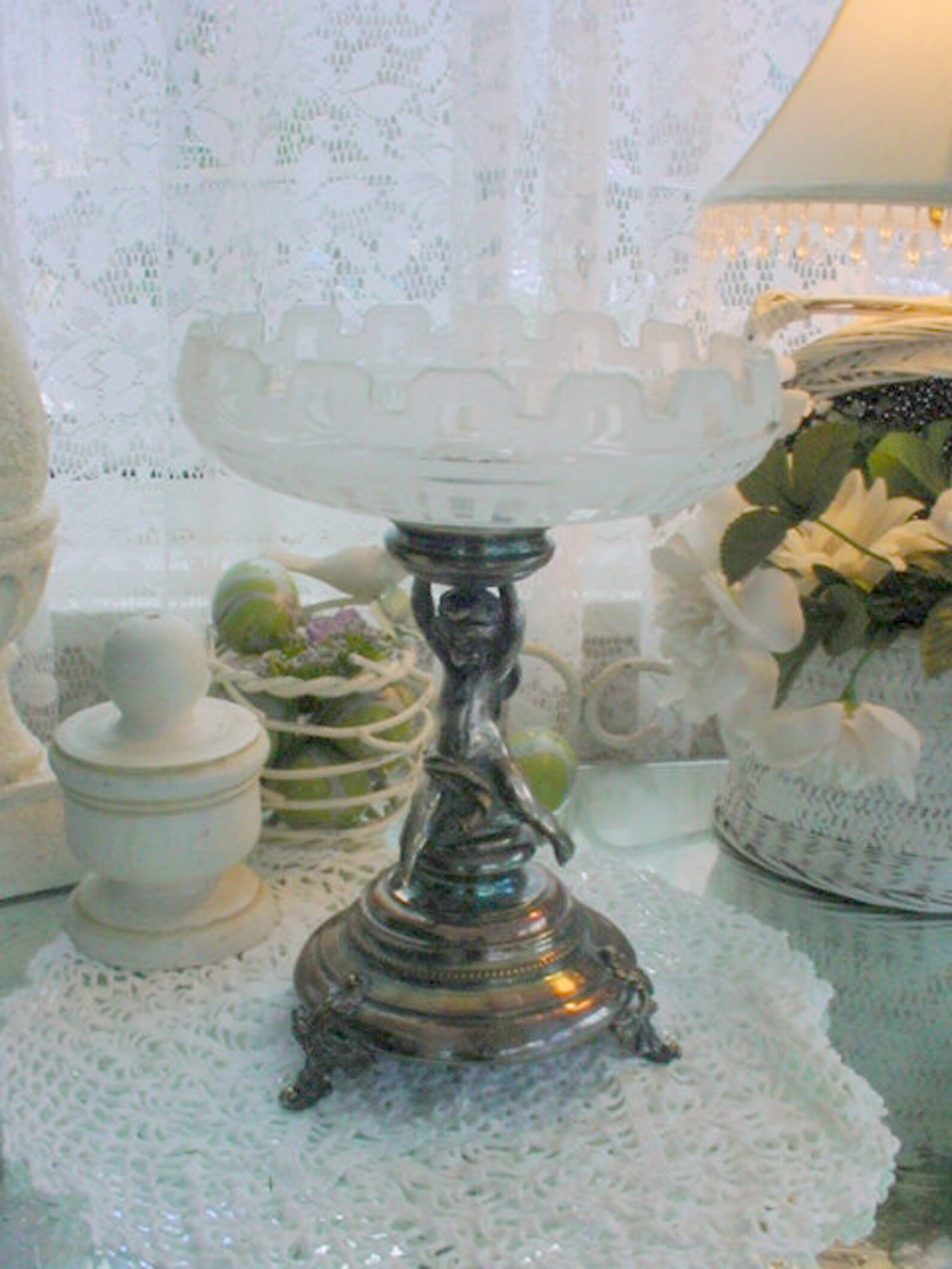 Antique Cherub Compote Silver Ornate French Country Putti Paris ...