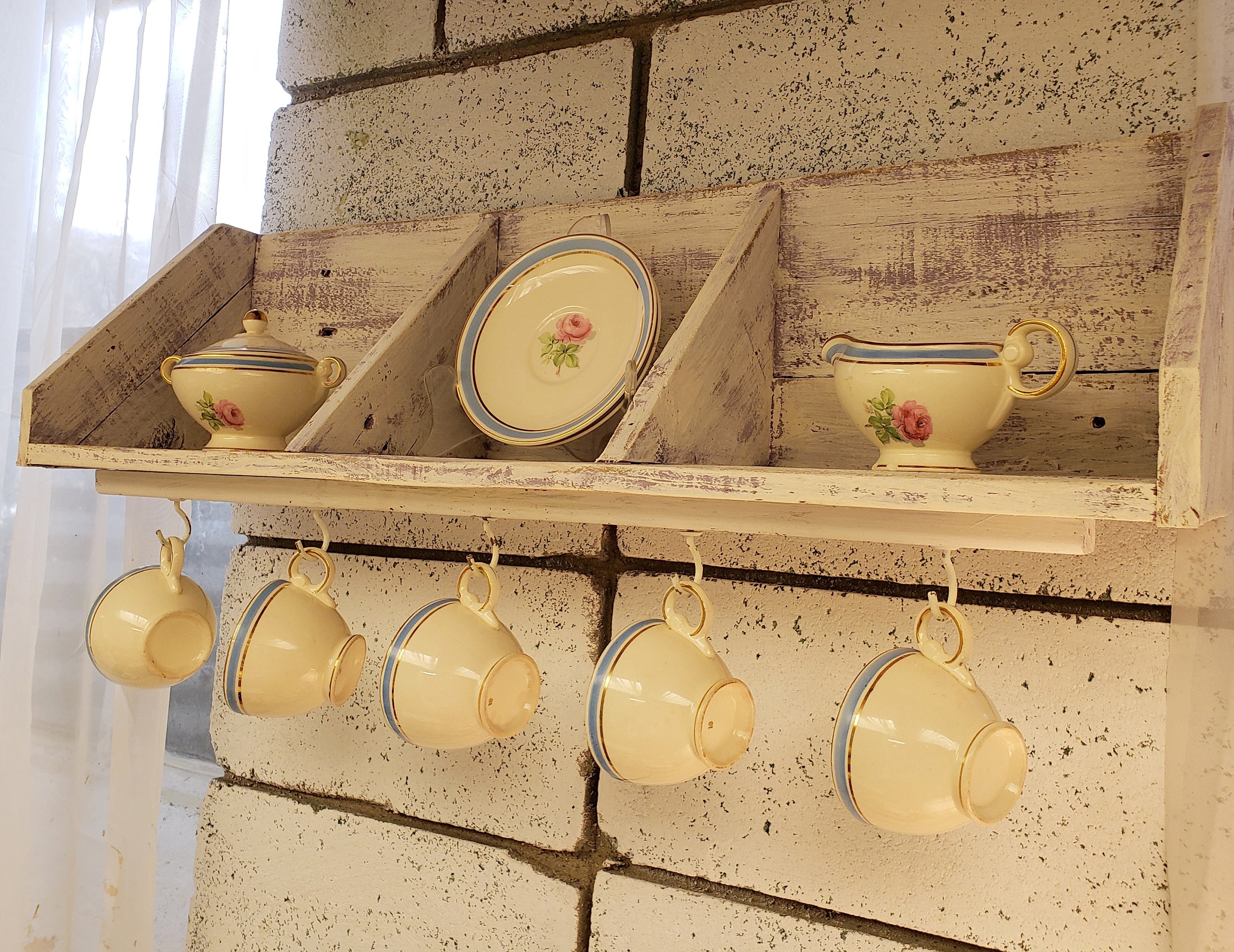 Primitive Wall Shelf Painted Upcycled French Country Shabby | Etsy