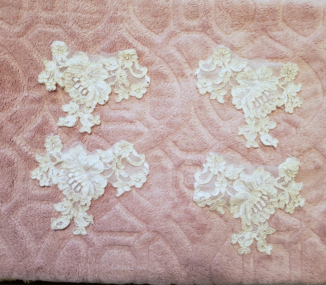 Rose Lace Appliques Wedding French Cream Embroidery Roses Set of 4 FREE ...