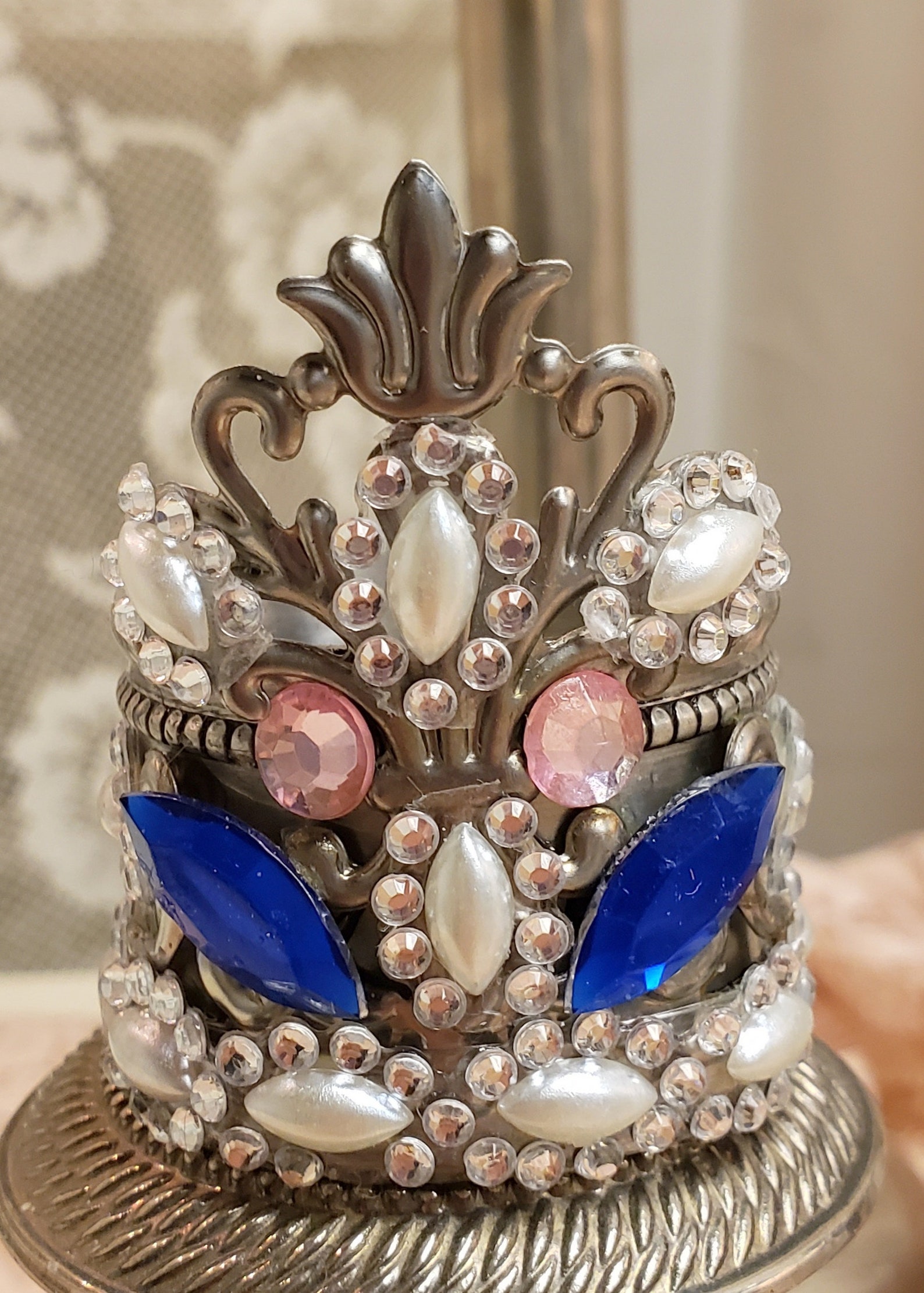 Crown Handmade Rhinestone Jewel and Clear Colors Pearls Metal - Etsy