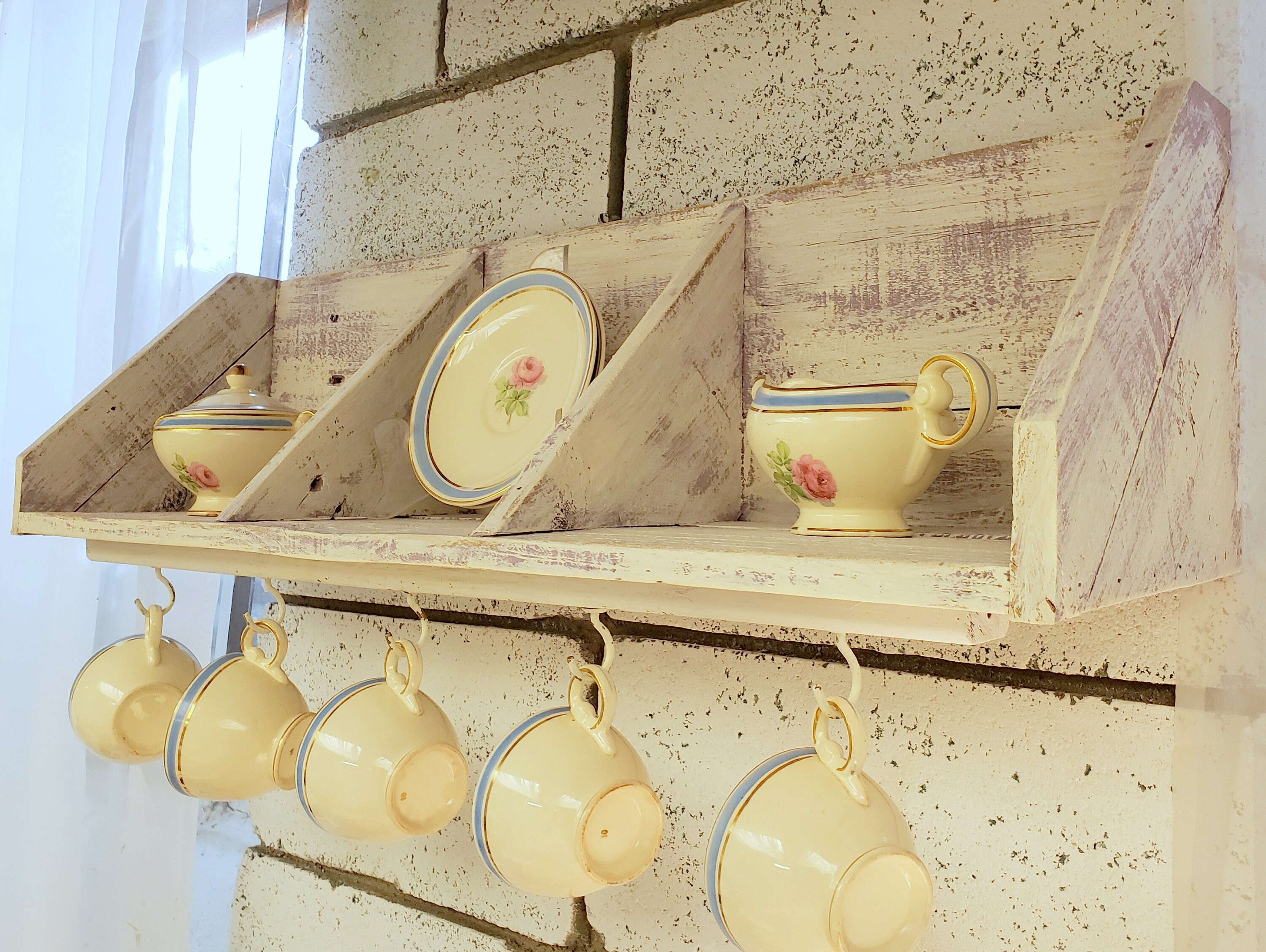 Primitive Wall Shelf Painted Upcycled French Country Shabby | Etsy