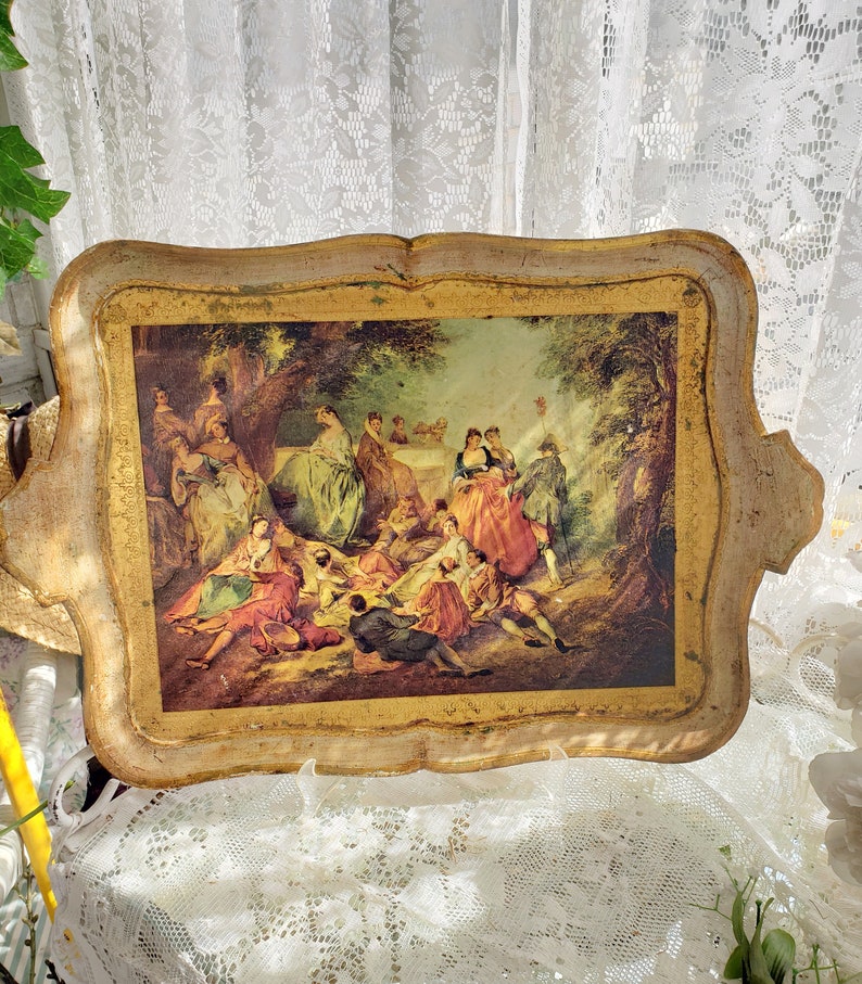 Florentine Tray Italian Scenic Vintage Serving Decorative Cottage Core ...
