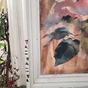 Pink Rose Canvas Print: Ornate Chalk Painted Frame, French Cottage ...