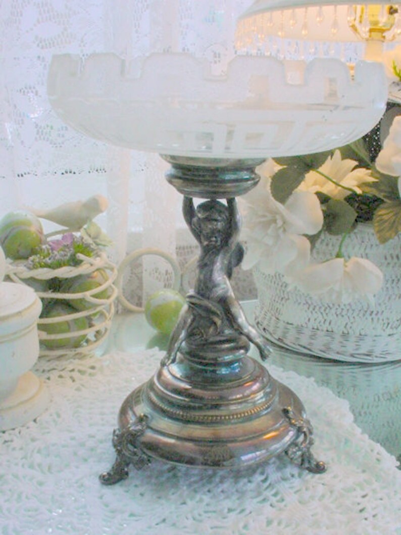 Antique Cherub Compote Silver Ornate French Country Putti Paris ...