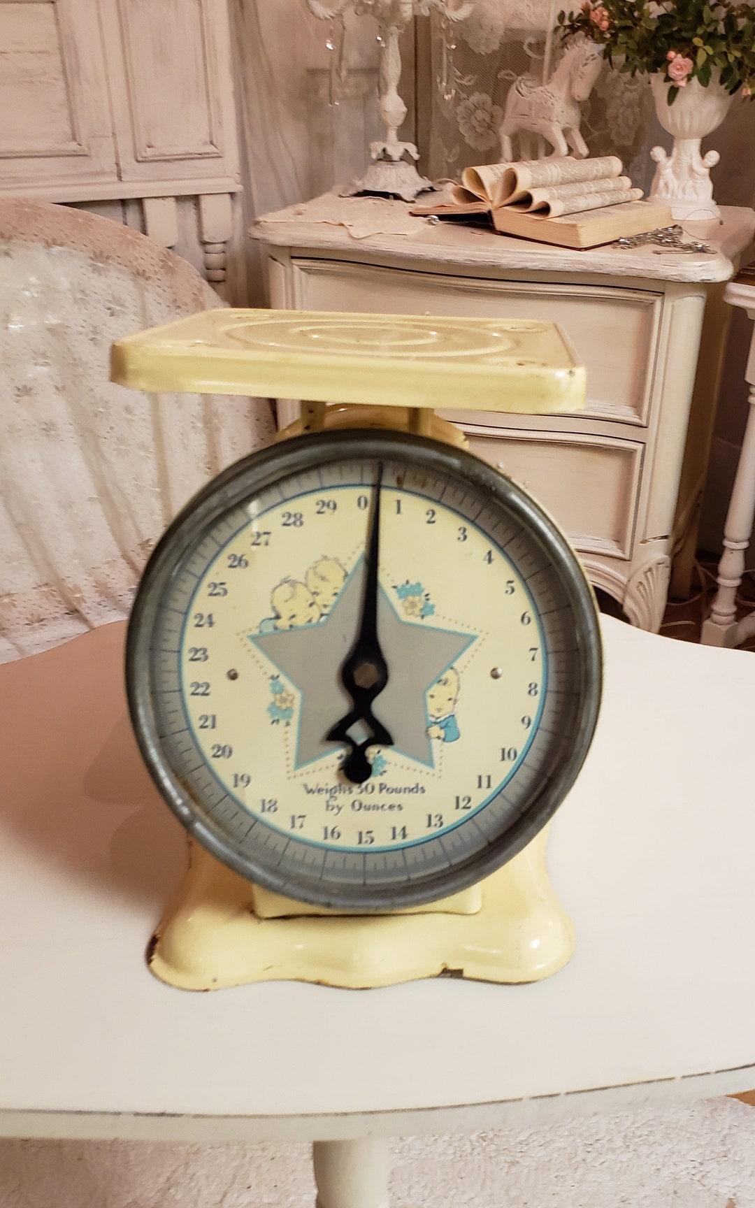 Antique Baby Scale Metal Scale Shabby Chic Decorative - Etsy