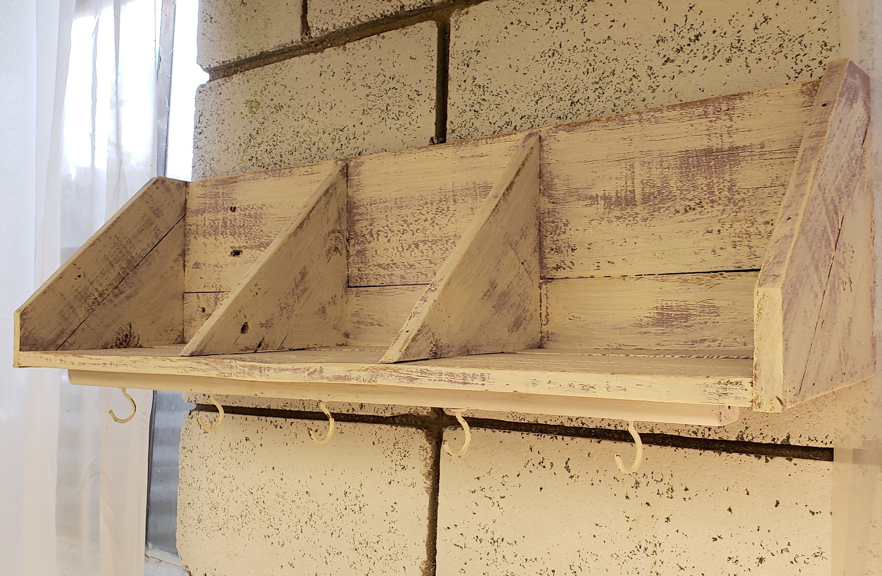 Primitive Wall Shelf Painted Upcycled French Country Shabby | Etsy