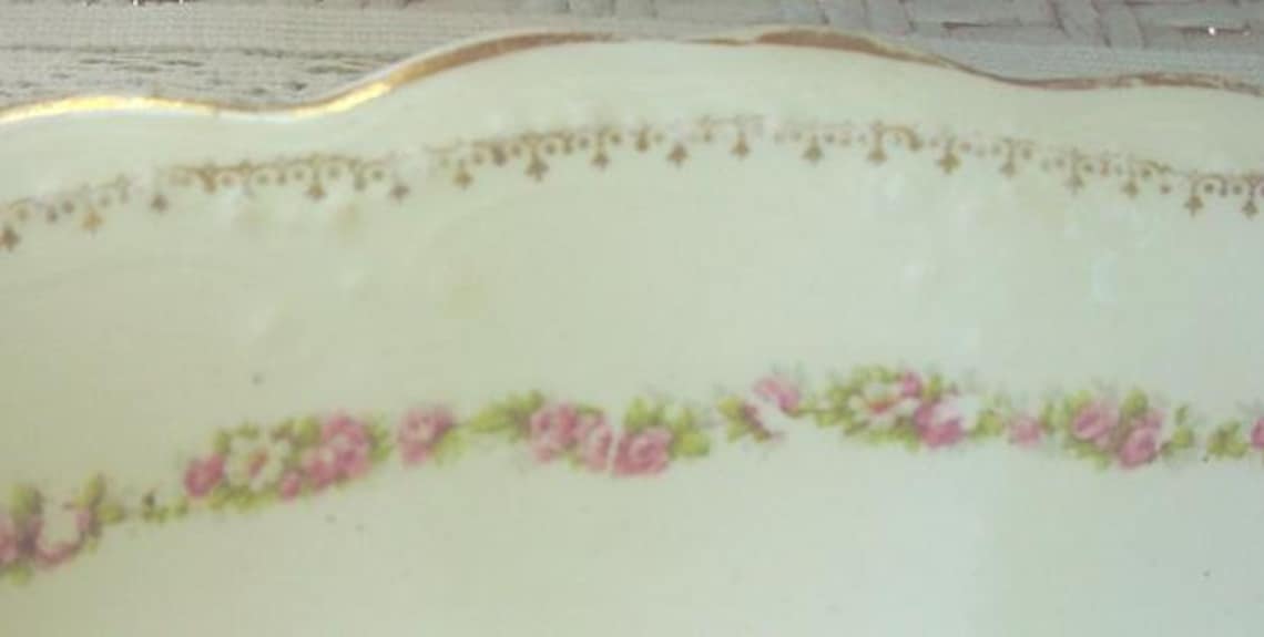 Vintage Dresden Platter Porcelain China Serving Roses Gilt Shabby Chic ...