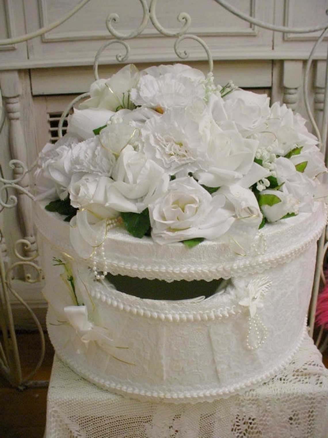 Wedding Box Cards Lace Pearls Roses Peonies Satin Romantic - Etsy