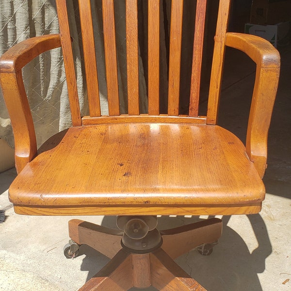 Antique Oak Bankers Chair - Etsy