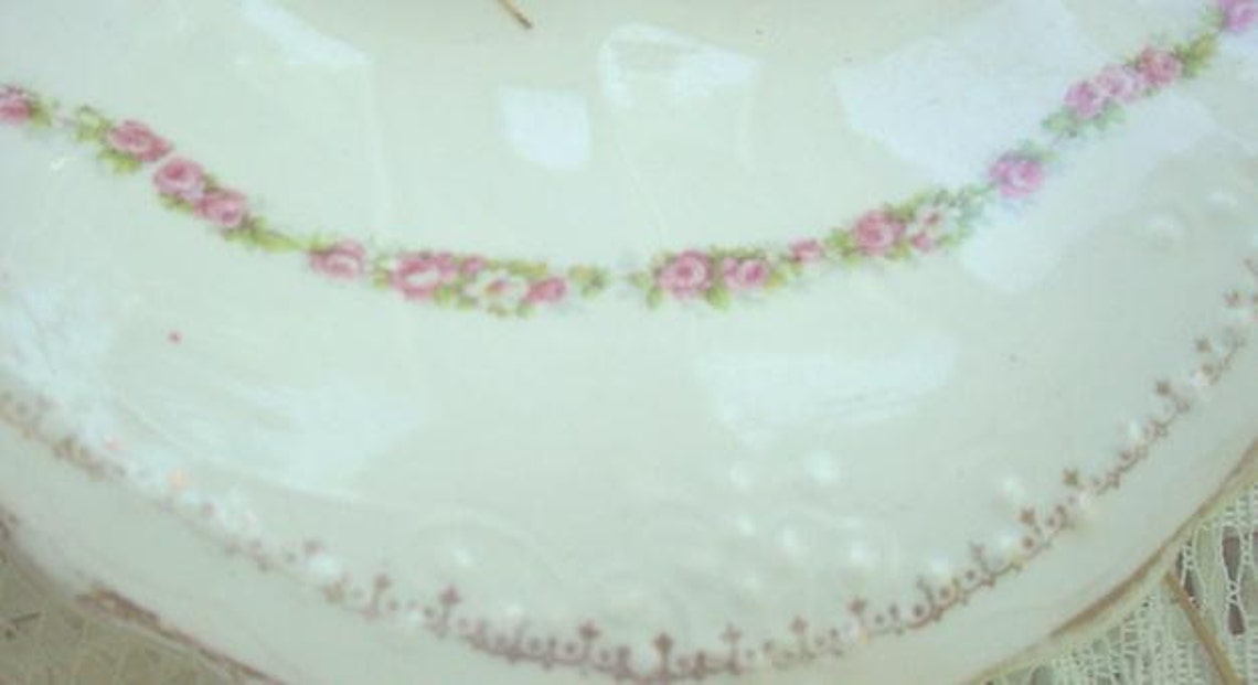 Vintage Dresden Platter Porcelain China Serving Roses Gilt Shabby Chic ...