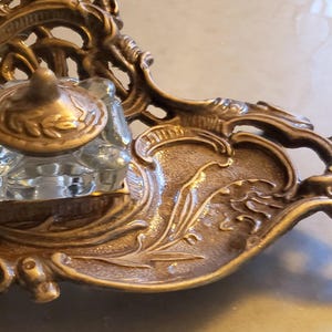 Vintage Ornate Brass Inkwell Glass Insert FREE Shipping - Etsy