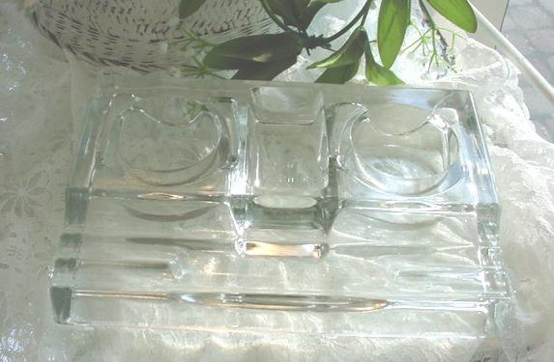 Vintage Glass Inkwell Two Trays and Pen Trays FREE Shipping - Etsy