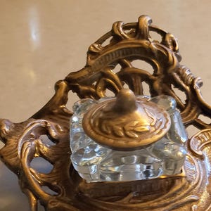 Vintage Ornate Brass Inkwell Glass Insert FREE Shipping - Etsy