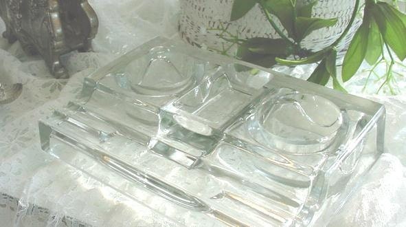 Vintage Glass Inkwell Two Trays and Pen Trays FREE Shipping - Etsy