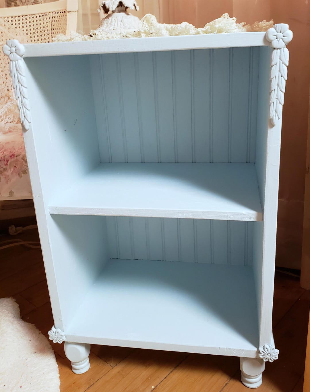 Blue Wood Bookcase Painted Handmade Farmhouse Cottage Core French ...