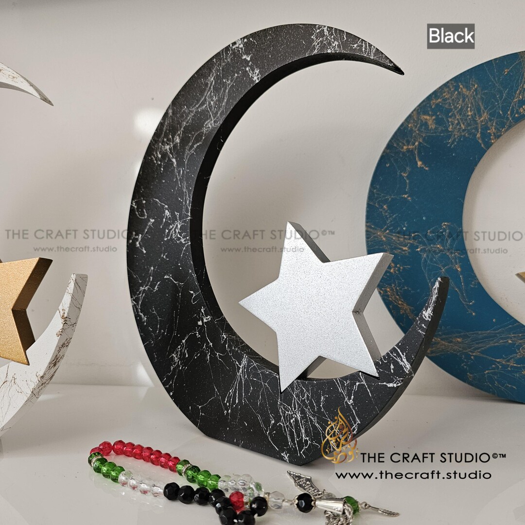 Ramadan & Eid Decoration - Modern Marble-effect - Premium Quality Moon ...