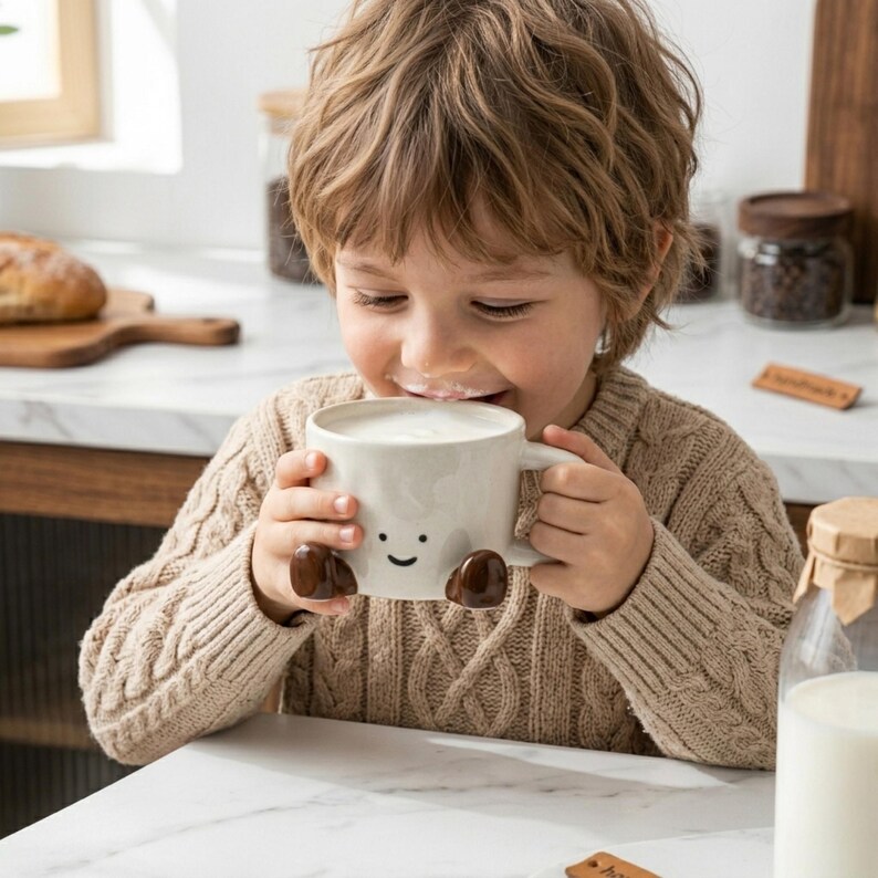Cute Smiley Face Ceramic Mug | Kawaii Coffee Cup With Little Feet ...