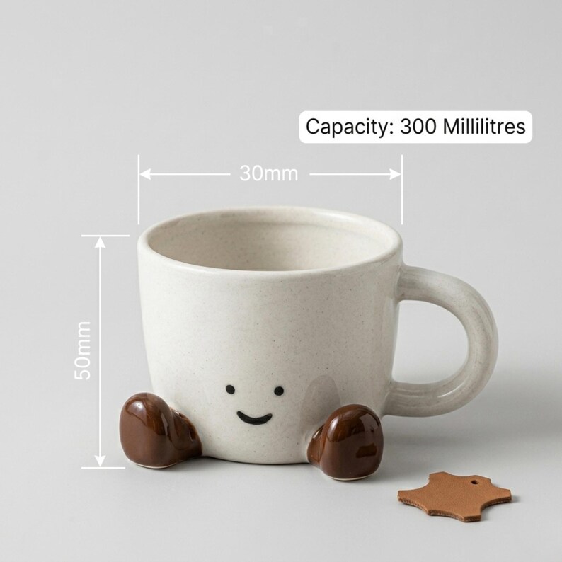 Cute Smiley Face Ceramic Mug | Kawaii Coffee Cup With Little Feet ...