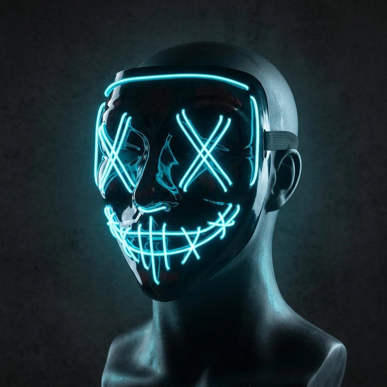 LED Glow Mask, Futuristic Rave Costume, Halloween Party Accessory ...