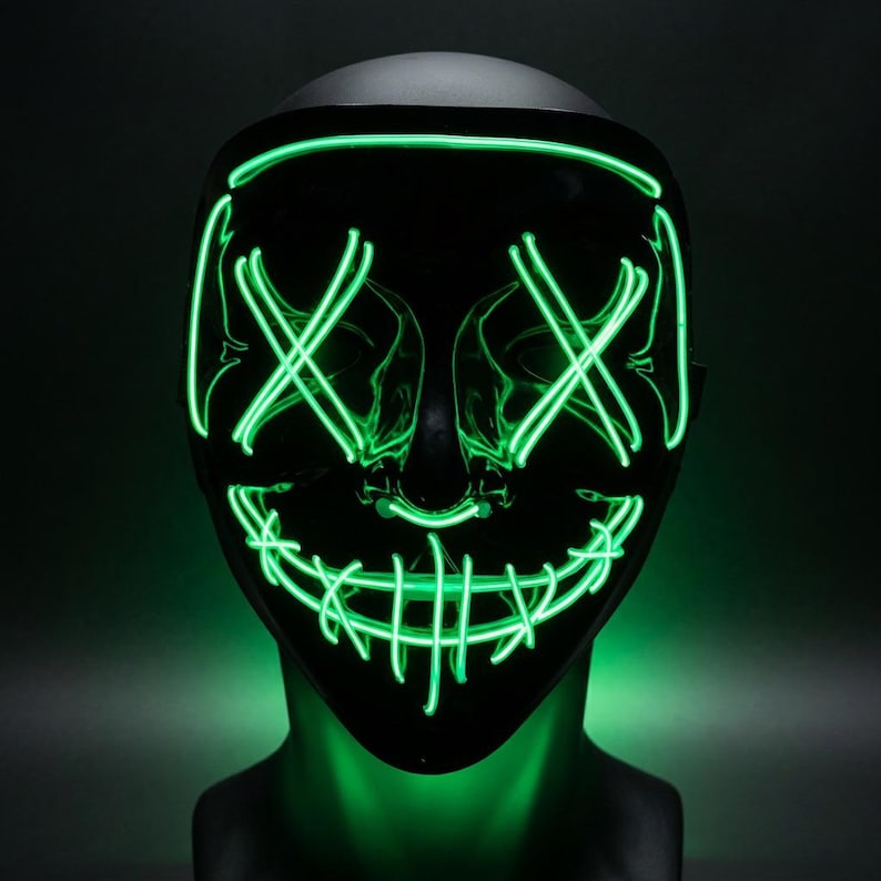 LED Glow Mask, Futuristic Rave Costume, Halloween Party Accessory ...