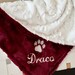 Ivory Embossed Paw With Minky Back Personalized Paw Print Blanket, Paw ...