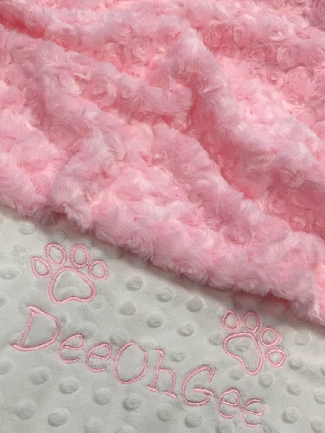 Personalized Pink Rose Cuddle Paw Print Blanket Pink Paw - Etsy