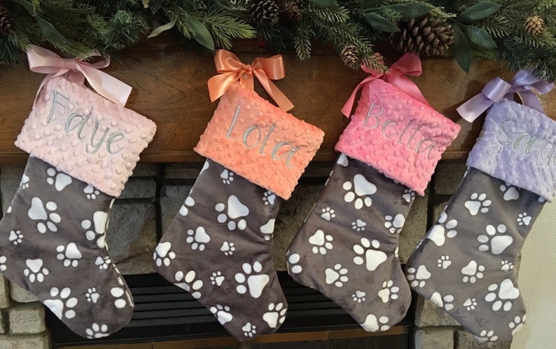 Paw Print Dog Stocking, Dog Christmas Stocking, Paw Print Christmas ...