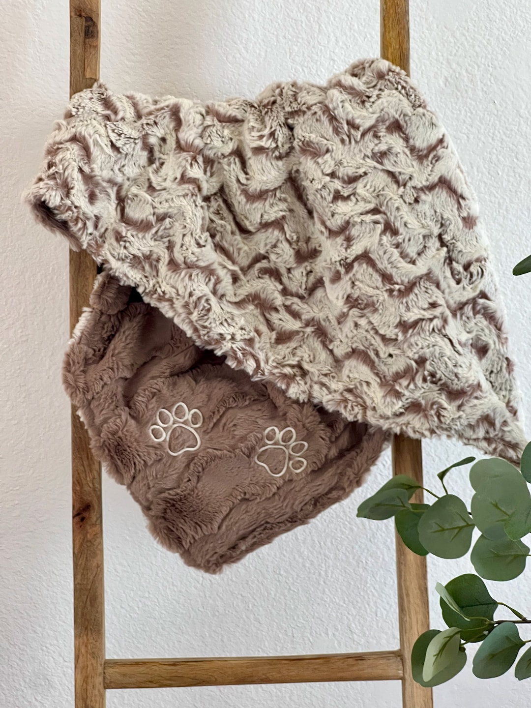 Personalized Alpine Pecan and You Choose Minky Back Dog Blanket, Brown ...