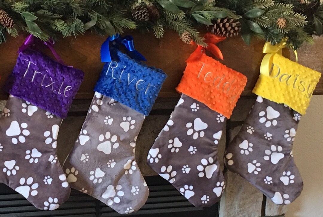 Paw Print Dog Stocking, Dog Christmas Stocking, Paw Print Christmas ...