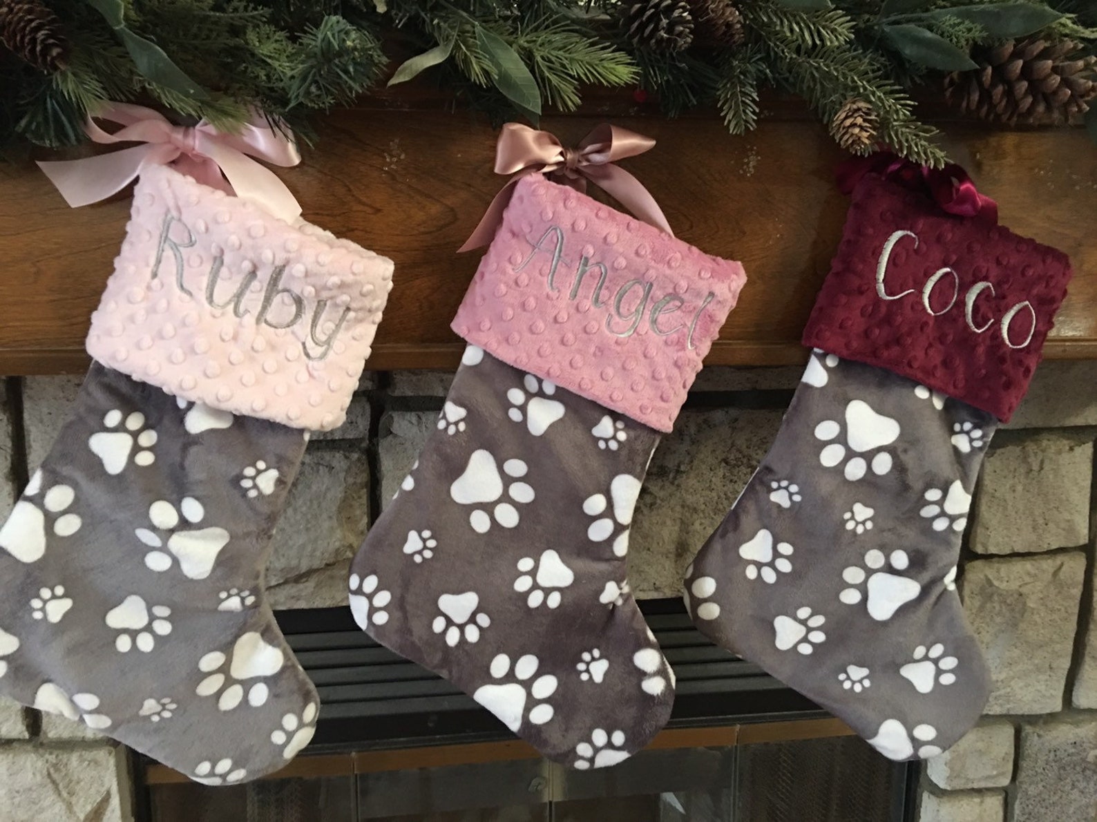 Paw Print Dog Stocking, Dog Christmas Stocking, Paw Print Christmas ...