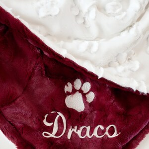 Ivory Embossed Paw With Minky Back Personalized Paw Print Blanket, Paw ...