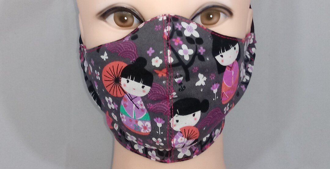 Cherry Blossom 100%cotton Face Mask With Filter Pocket - Etsy
